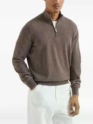 Brunello Cucinelli Half-zip Cashmere Sweater - Brown