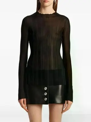 Khaite Cosette Ruffled Ribbed Top - Black