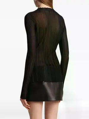 Khaite Cosette Ruffled Ribbed Top - Black