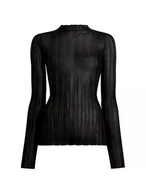 Khaite Cosette Ruffled Ribbed Top - Black