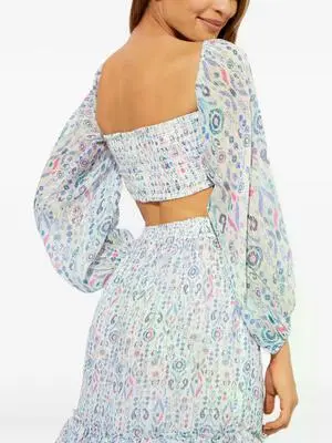 Rococo Sand Puff-sleeve Printed Top