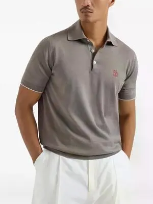 Brunello Cucinelli Logo-embroidered Polo Shirt - Grey