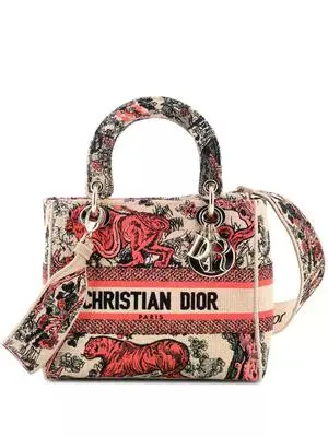Dior Lady D-lite Embroidered Raffia Satchel - Multicolour