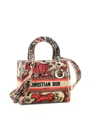 Dior Lady D-lite Embroidered Raffia Satchel - Multicolour