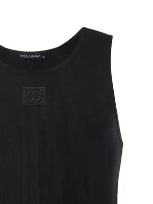 Dolce & Gabbana Ribbed Logo Patch Tank Top - Black