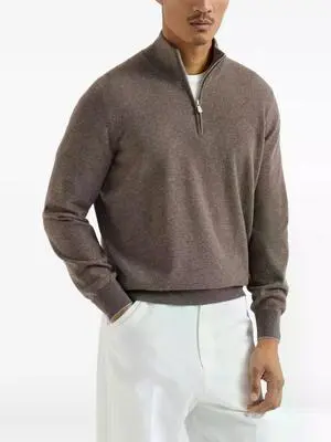 Brunello Cucinelli Half-zip Cashmere Sweater - Brown