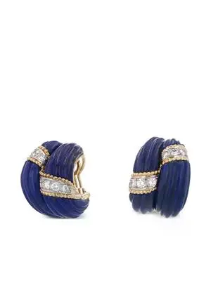 Cartier 1970's Diamond And Lapis Lazuli Earrings