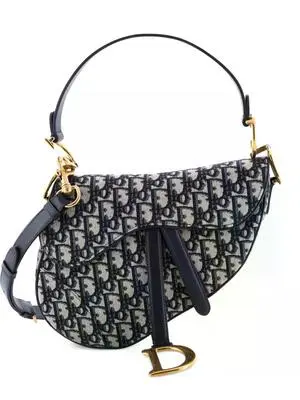 Dior Saddle Handbag With Strap Oblique Canvas Medium Shoulder Bag - Blue