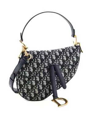 Dior Saddle Handbag With Strap Oblique Canvas Medium Shoulder Bag - Blue