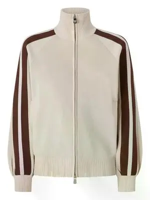 Pinko Striped-sleeve Zip-up Sweatshirt - Neutrals
