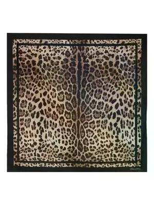 Dolce & Gabbana Leopard-print Silk Scarf - Brown