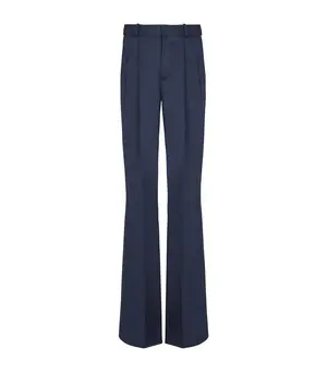 Balmain Cotton Pleated Flared Trousers