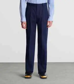 Balmain Cotton Pleated Flared Trousers