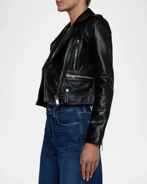 L & APOS;AGENCE L'agence Blakely Leather Biker Jacket - Black