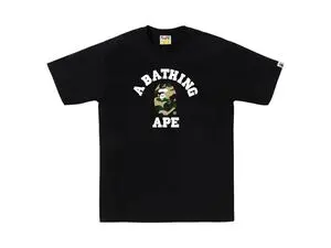 A BATHING APE 1st Camo College Tee Shirt - Black X Yellow