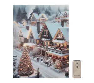 LUMABASE Battery Operated Lighted Wall Art Ch Ristmas Town - One-color