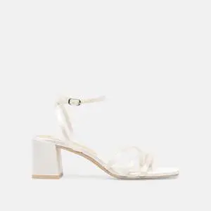 DOLCEVITA Ysabel Block Heel Sandals - True White Satin