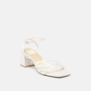 DOLCEVITA Ysabel Block Heel Sandals - True White Satin