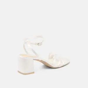 DOLCEVITA Ysabel Block Heel Sandals - True White Satin