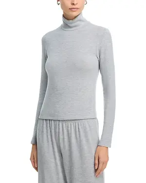 PERFECTWHITETEE Dana Brushed Sweater Jersey Turtleneck - Heather Grey