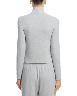 PERFECTWHITETEE Dana Brushed Sweater Jersey Turtleneck - Heather Grey