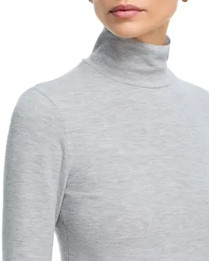 PERFECTWHITETEE Dana Brushed Sweater Jersey Turtleneck - Heather Grey