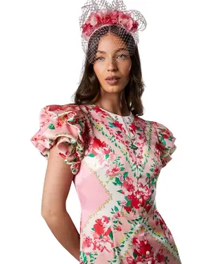 Coast Lisa Printed Ruffle Hem Midi Dress