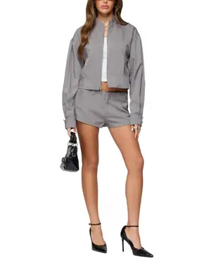 EDIKTED Tailored Micro Shorts - Light Gray