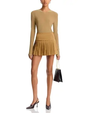 Norma Kamali Pleated Mini Skirt - Camel