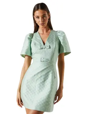 Coast Jacquard Bow Mini Dress - Mint