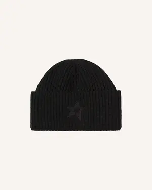 Perfect Moment Knitted Ribbed Star Beanie - Black