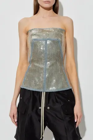 Rick Owens Sequin Embellished Bustier Top - Silver