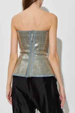 Rick Owens Sequin Embellished Bustier Top - Silver
