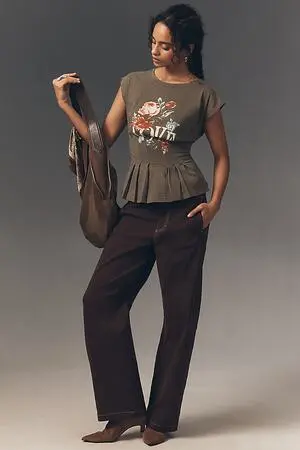 Anthropologie Graphic Peplum Tee