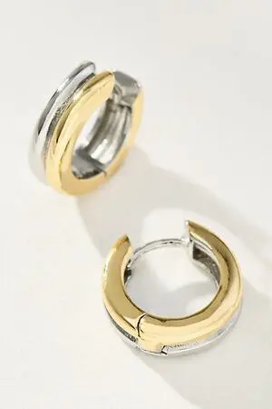 Anthropologie Two-tone Huggie Earrings - Gold & Silver