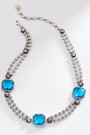 ANTHROPOLOGIE Multi-Crystal Stone Necklace
