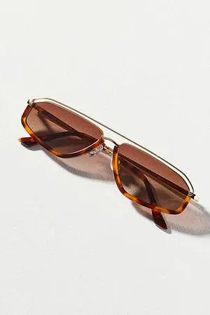 ELEVENTH HOUR Polarized Slim Aviator Sunglasses - Tortoise