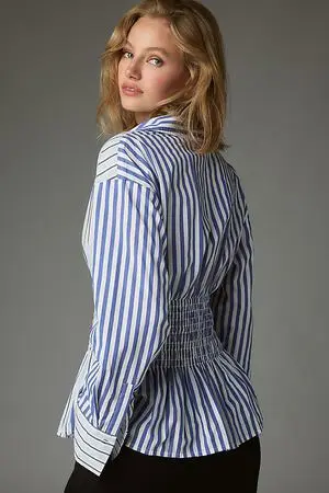 Maeve Smocked Buttondown Shirt