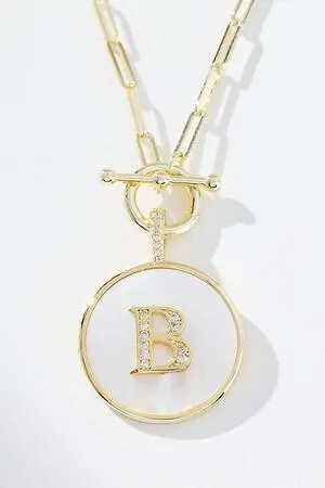 Melinda Maria Love Letters Initial Medallion Necklace - B