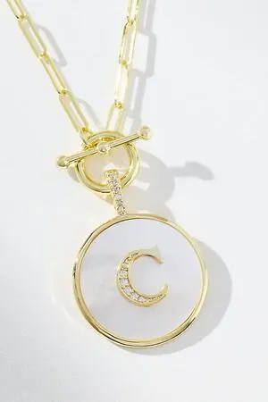 Melinda Maria Love Letters Initial Medallion Necklace - C
