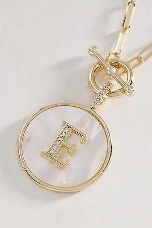 Melinda Maria Love Letters Initial Medallion Necklace - E