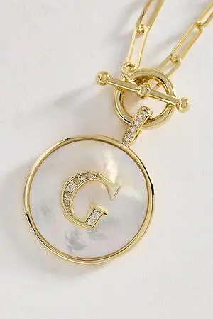 Melinda Maria Gold-plated Brass Medallion Necklace With Cubic Zirconia And Mother-of-pearl - G