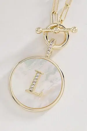 Melinda Maria Love Letters Initial Medallion Necklace - L