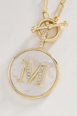 Melinda Maria Love Letters Medallion Monogram Necklace - M