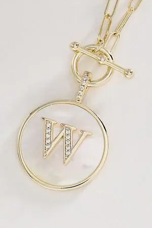 Melinda Maria Love Letters Initial Medallion Necklace - W