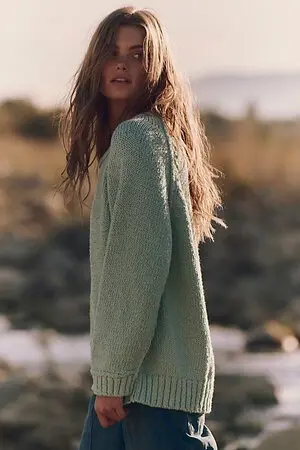Free People Magnolia Knit Pullover - Cameo Green