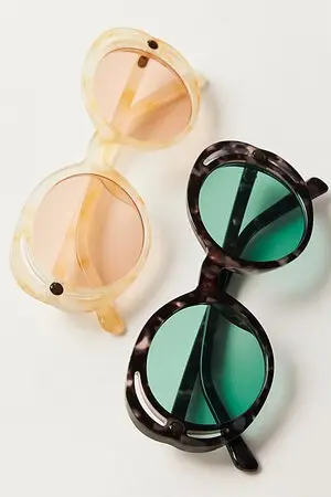 Free People Juni Oversized Round Sunglasses Black Tort/pine