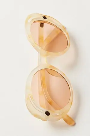 Free People Juni Oversized Round Sunglasses - Toffee/straw