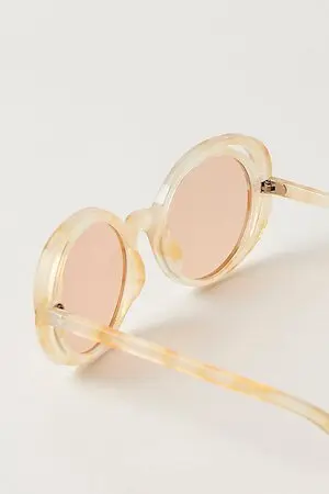 Free People Juni Oversized Round Sunglasses - Toffee/straw