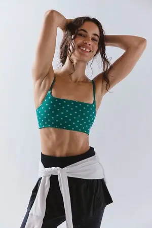Free People Tighten Up Reversible Polka Dot Bra - Green Glow Parka